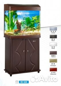 Аквариум Minjiang R3 620 с тумбочкой(цвет серый)